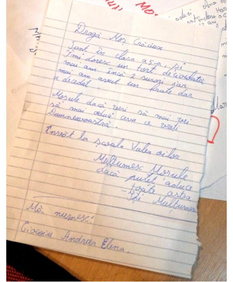 Scrisoarea tulburătoare a Andreei din Iași pentru Moș Crăciun: „Sunt în ...